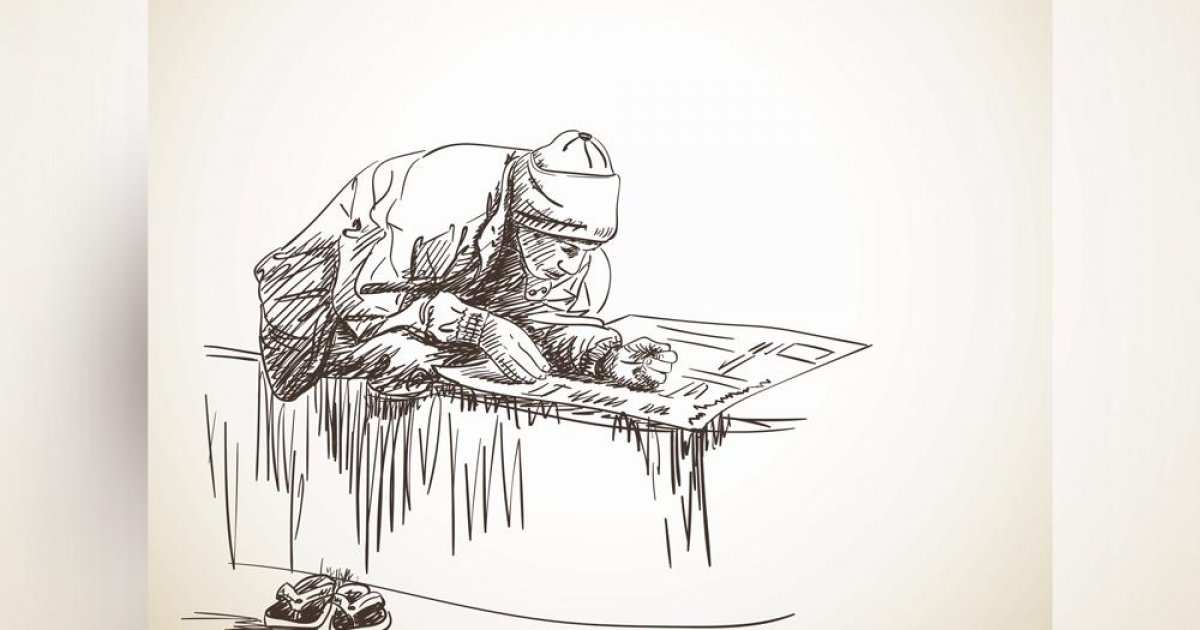 Poor man eating