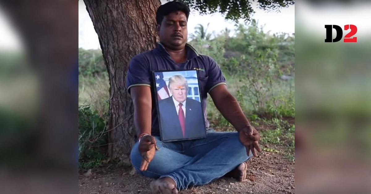 Indian man worships Trump as God