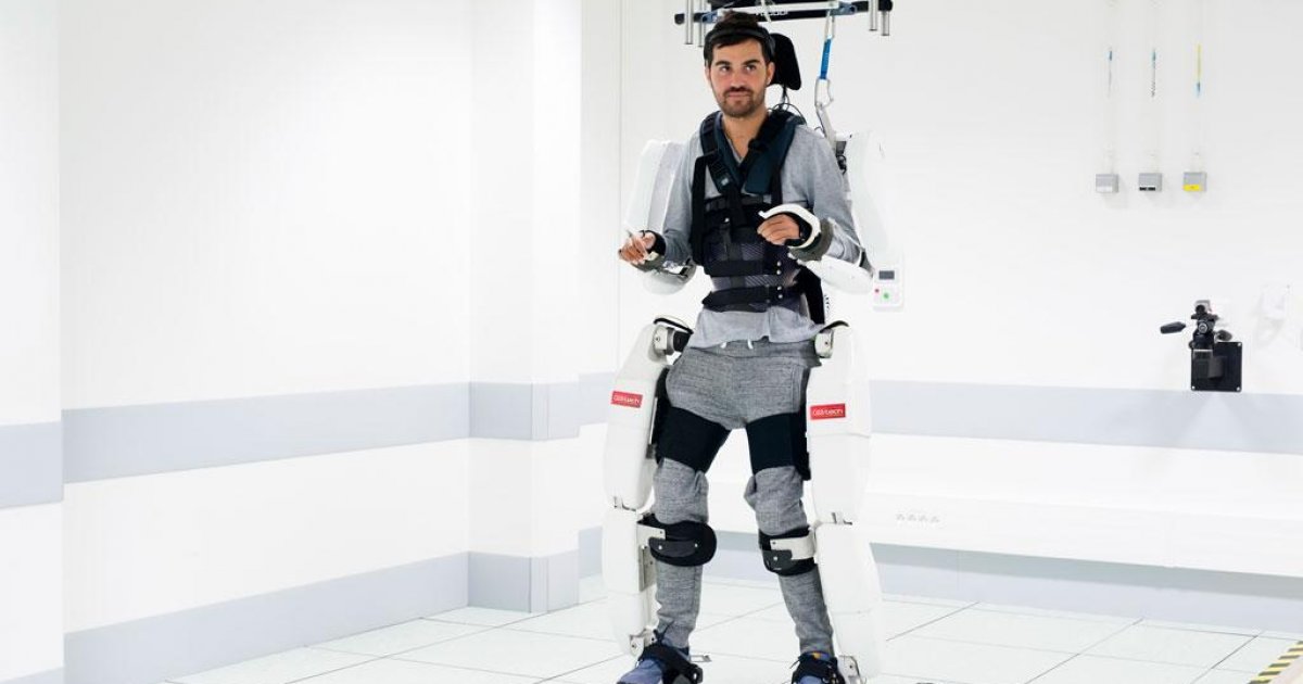 Paralyzed man walks again with brain-controlled exoskeleton
