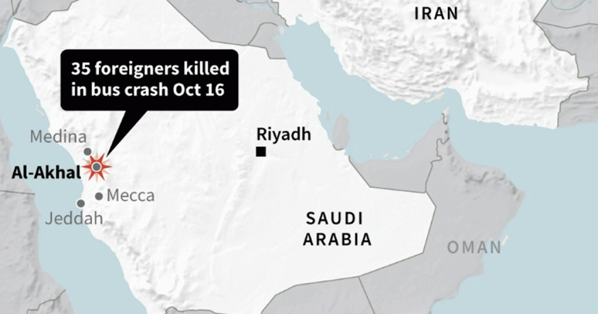 35 foreigners dead in Saudi bus crash