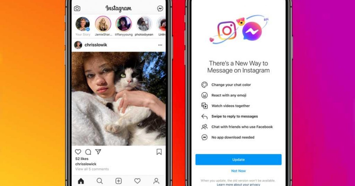 Facebook merges Messenger with Instagram