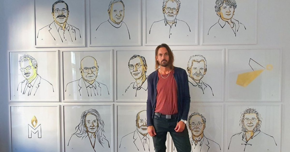 Who is the artist behind the Nobel Prize portraits?