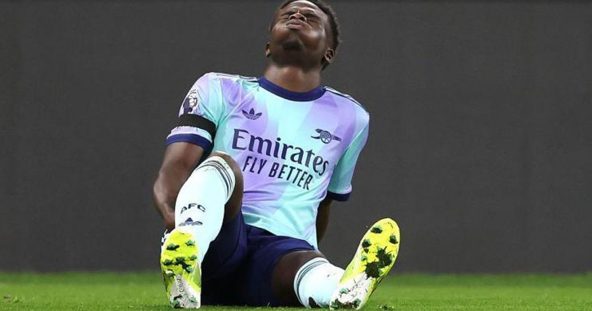 Arsenal's Saka out for many weeks with hamstring injury