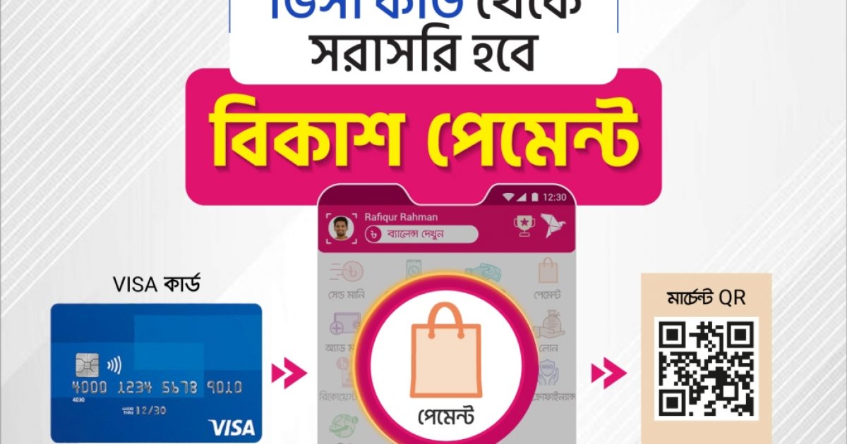 bKash app now allows customers to directly pay through Visa card