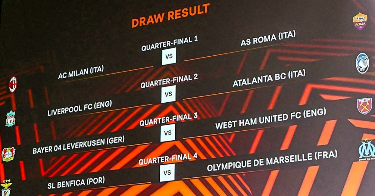 Liverpool draw Atalanta in Europa quarters, Leverkusen face West Ham