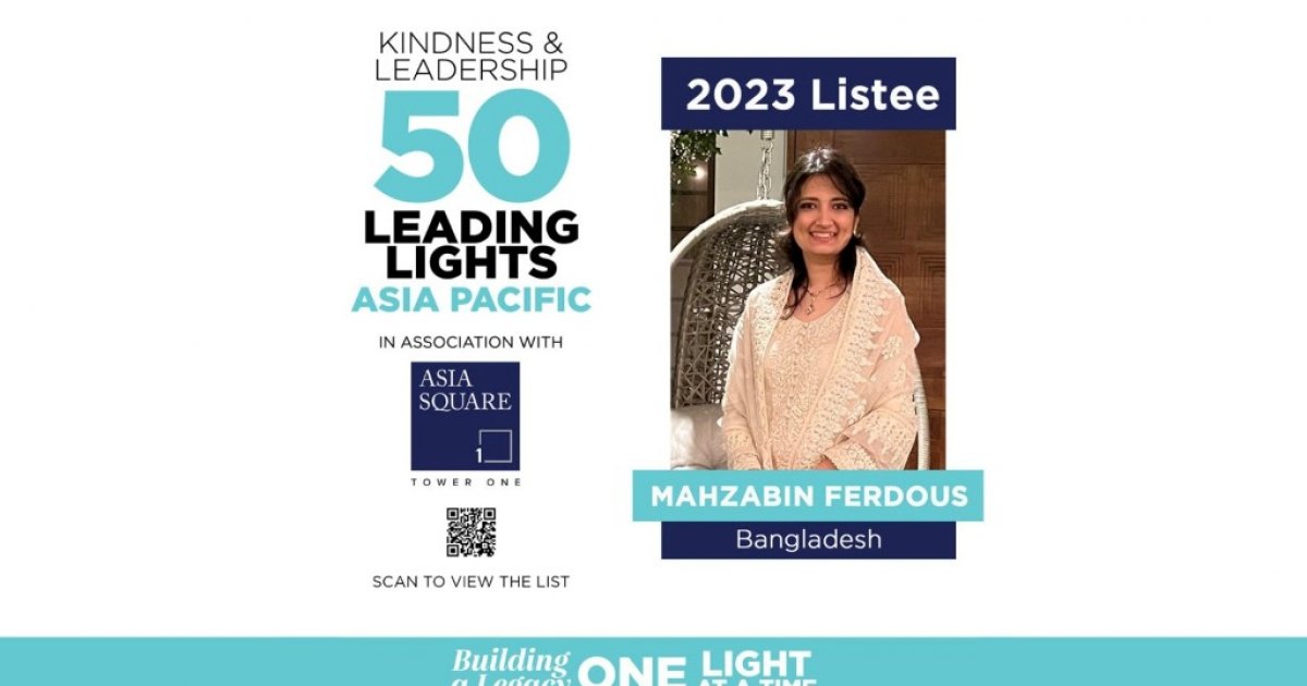 Mahzabin Ferdous from Bangladesh added to Asia's Kindness List 2023