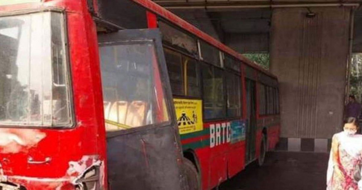 Traffic comes to halt as bus breaks down after hitting metro rail pillar