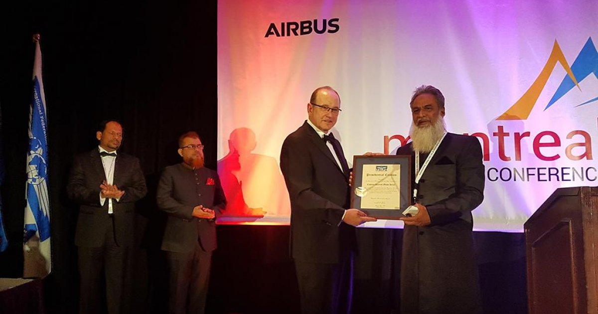 Biman captain honoured with international aviation award