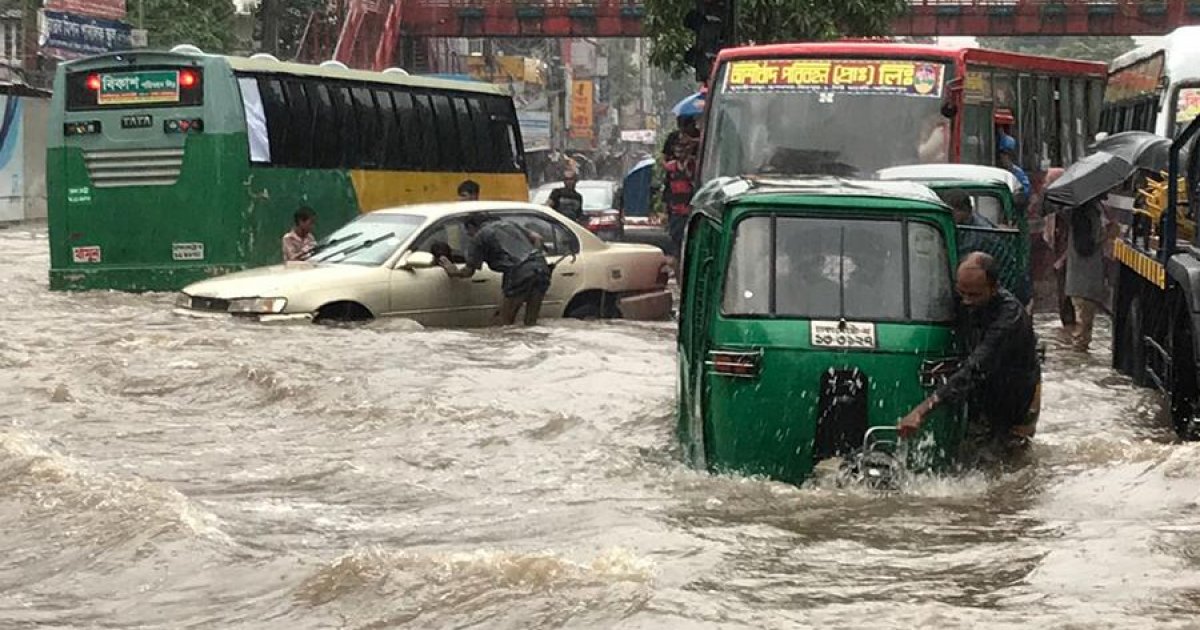 Dhaka commuters suffer as storm causes waterlogging