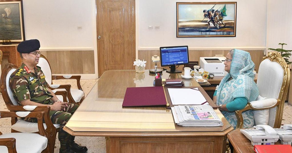Outgoing Army chief meets PM Hasina Outgoing Army chief meets PM Hasina