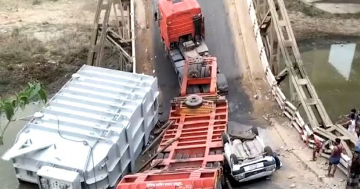 Car lorry falls in river as bridge breaks in Mymensingh