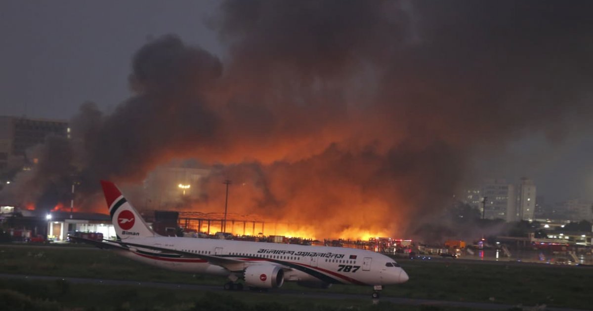Five hours on, Dhaka airport fire continues to rage