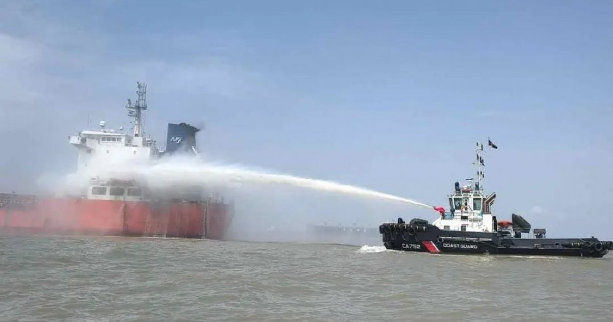 Oil tanker catches fire at Chittagong outer anchorage