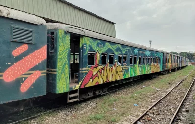In Pictures: CU shuttle trains a pop of colour in a drab rail station