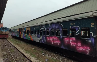 In Pictures: CU shuttle trains a pop of colour in a drab rail station