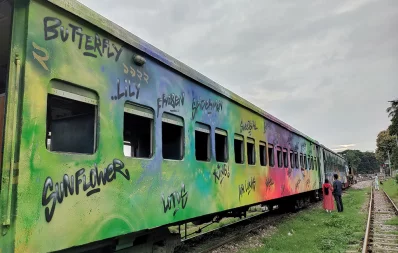 In Pictures: CU shuttle trains a pop of colour in a drab rail station