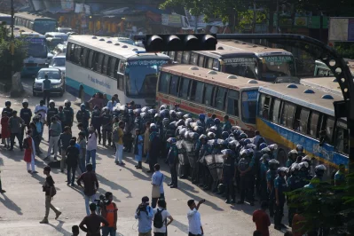In Pictures: LDA's strike causes traffic gridlock at Shahbagh intersection