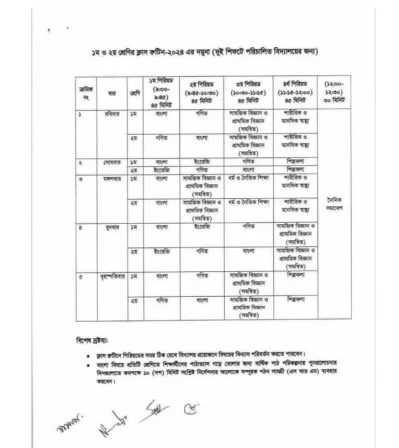 Primary school class routines for 2024 published