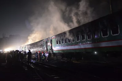 In Pictures: Deadly train arson claims 4 lives ahead of polls