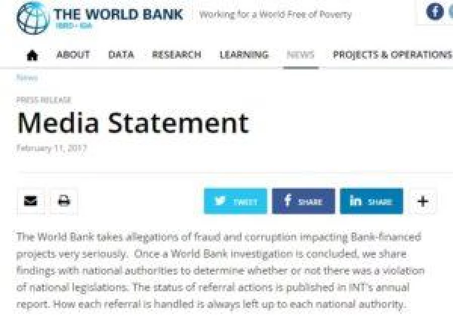 World Bank: We are serious about fraud, corruption allegations
