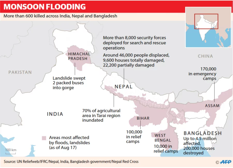 Nearly 600 dead in South Asia floods