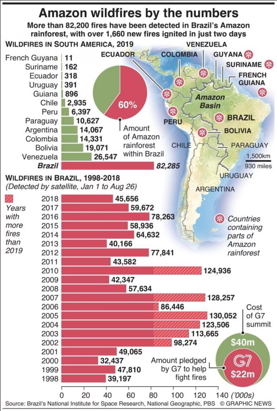 Infographic: Amazon rainforest wildfires comparison