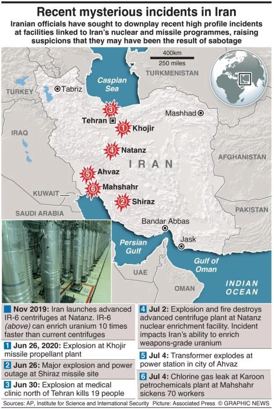 Infographic: Iran suspicious incidents