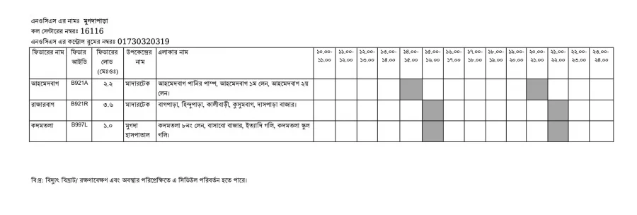 Saturday's loadshedding timing for DPDC areas